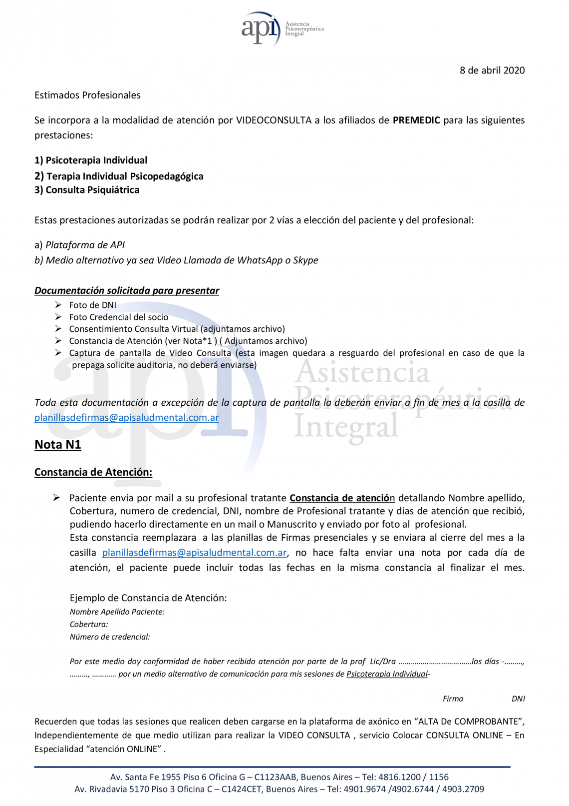 COMUNICADO IMPORTANTE – API Salud Mental