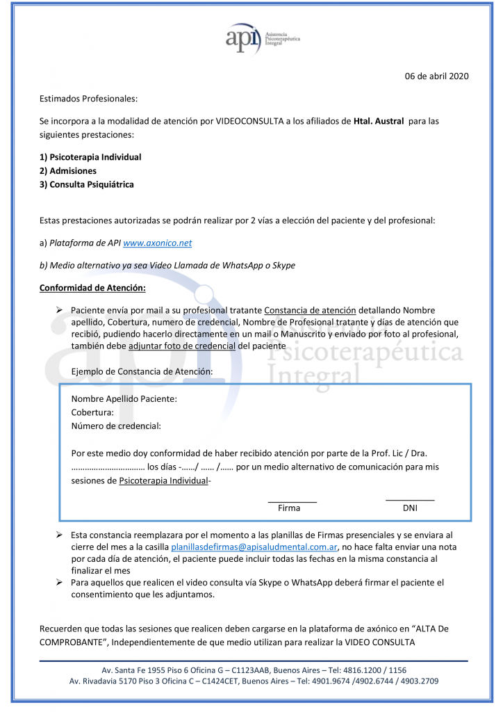 COMUNICADO IMPORTANTE – API Salud Mental